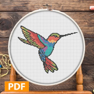Hummingbird Cross Stitch Pattern, Bird Cross Stitch,pdf Chart, Modern ...