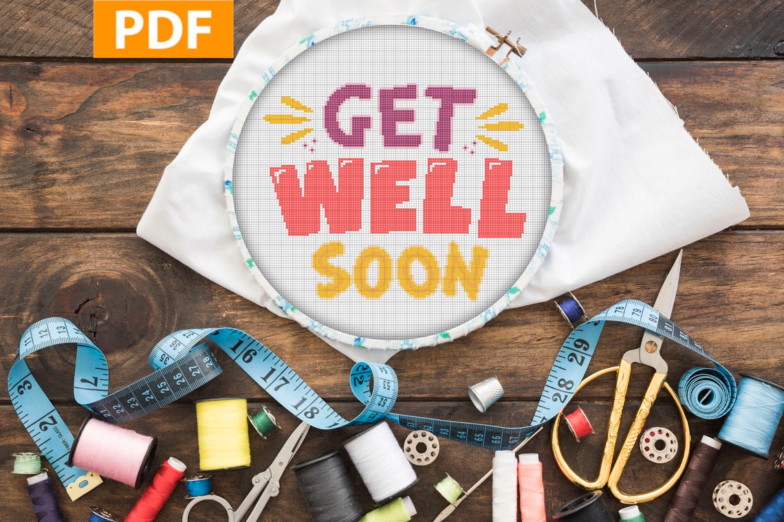 Get Well Soon Cross Stitch Pattern Positive Cross Stitch - Etsy