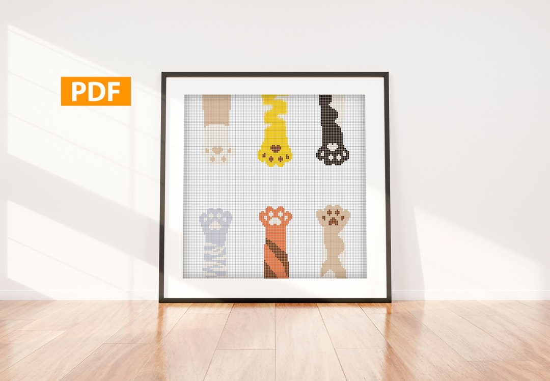 Cat Paws Cross Stitch Pattern, Cats Pattern, Pet Cross Stitch, Cat Paw ...