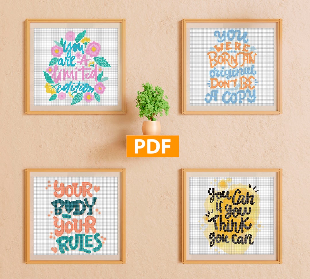 Motivation Cross Stitch Pattern Bundle, Motivational Cross Stitch ...