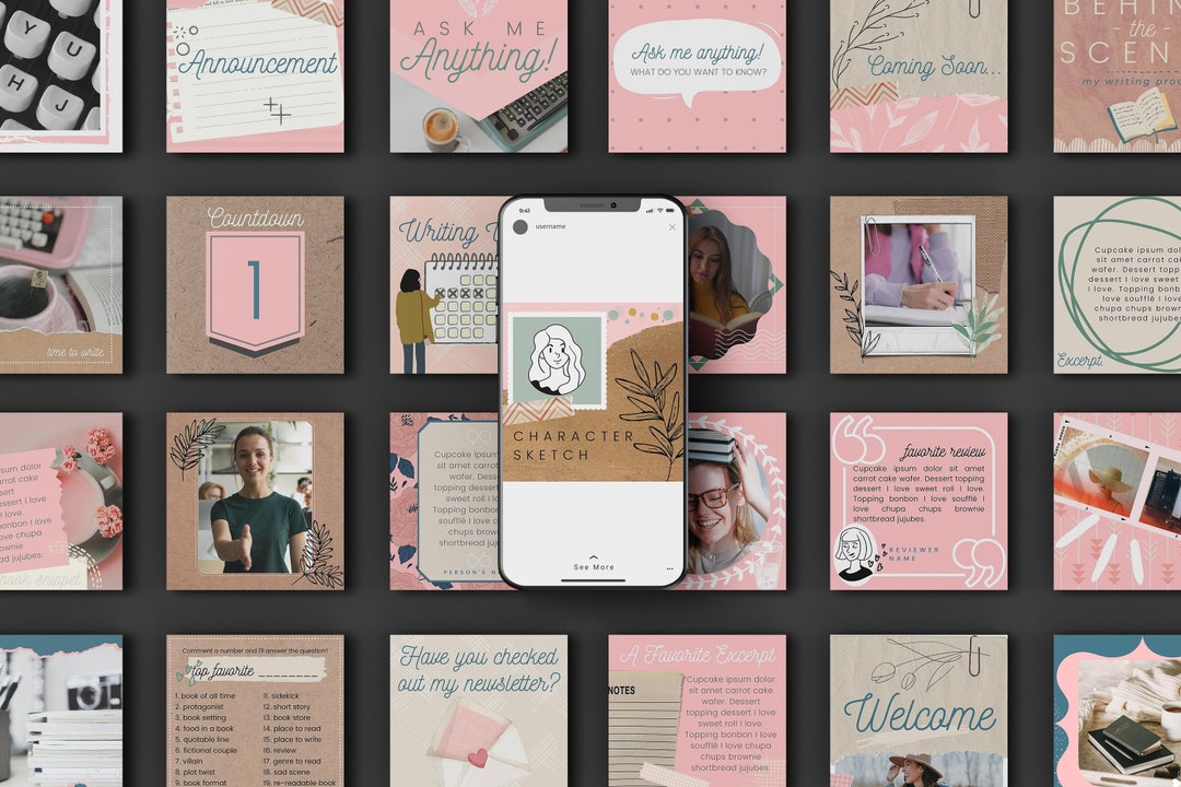40 Instagram Post Canva Templates for Authors - Bubble Pop - Chick Lit ...
