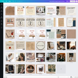 40 Instagram Post Canva Templates for Authors - Library Aesthetic - Etsy