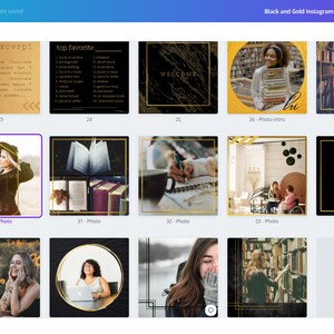 40 Instagram Post Canva Templates for Authors - Black & Gold - Etsy