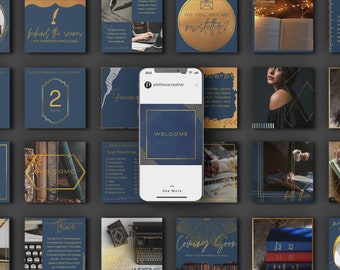 40 Instagram Post Canva Templates for Authors - Black & Gold - Etsy