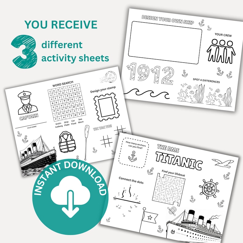 Titanic Coloring Activity Sheet, Printable Titanic School Worksheet ...