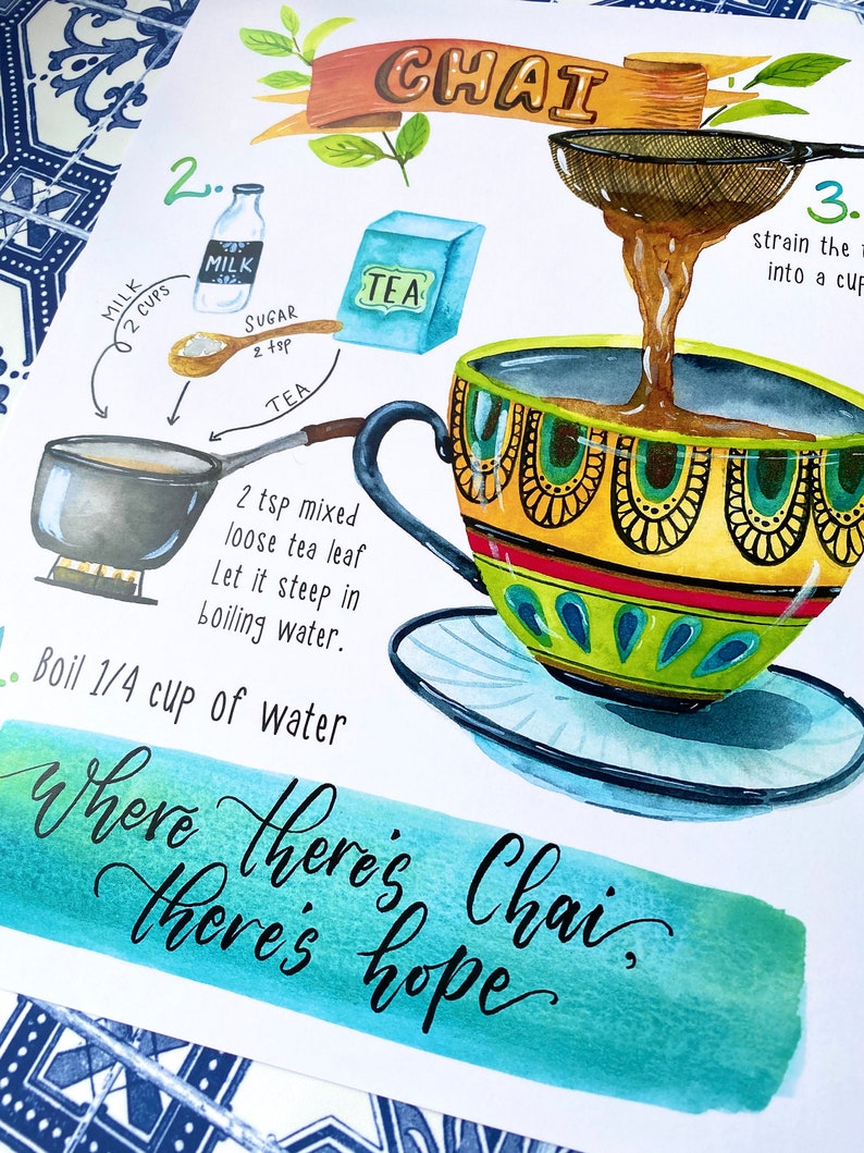 Printable Chai Art Indian Tea Illustration Tea Lovers - Etsy UK