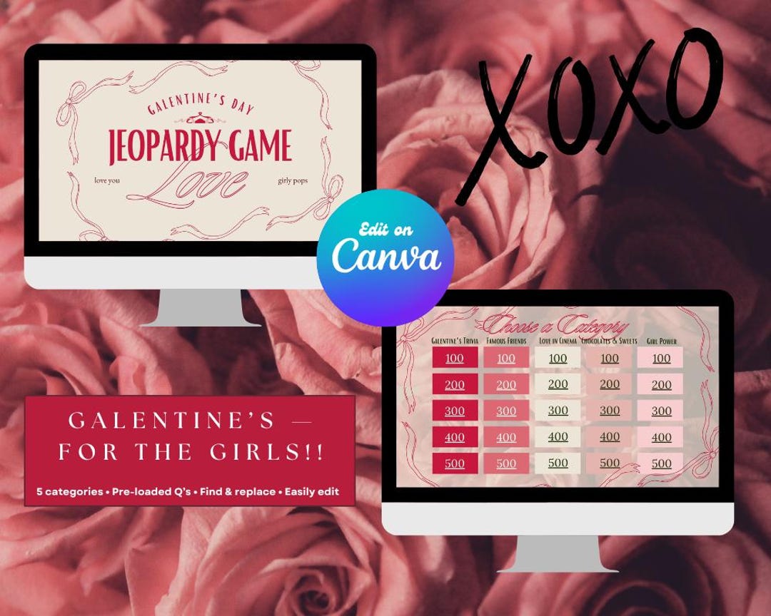 Galentine's Jeopardy Game Digital Download Fun & Customizable Canva ...