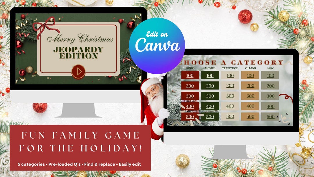 Christmas Jeopardy Game - Digital Download | Fun & Customizable Canva ...