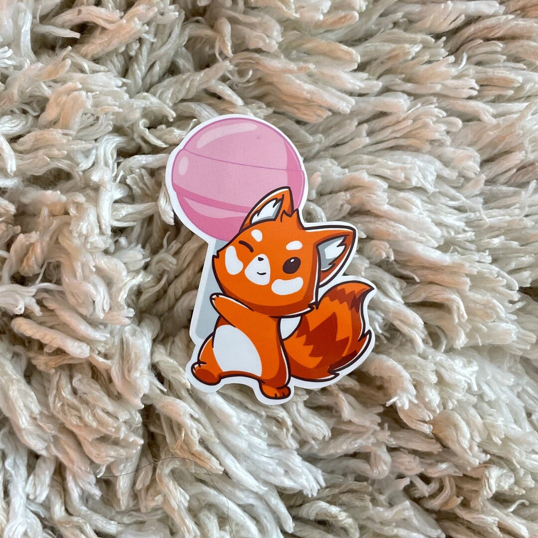 Red Panda Sticker Lollipop, Wildlife Conservation Decal, Food Art, Cute ...