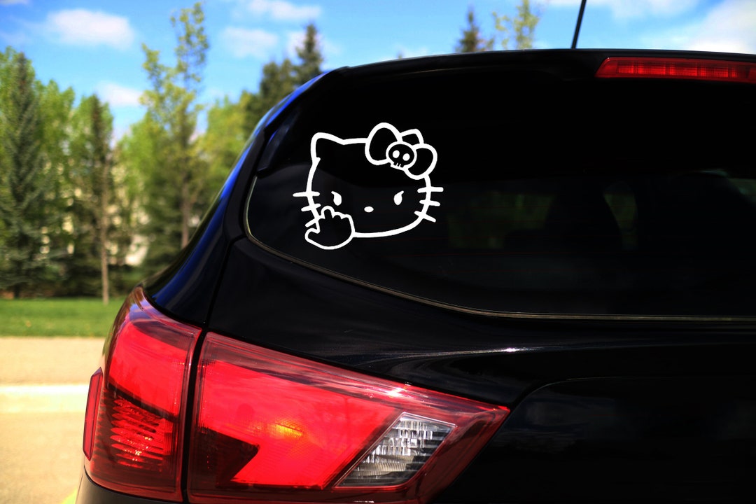 Hello Kitty Middle Finger Decal, Cute Car Decal, Gift for Him, Gift for ...