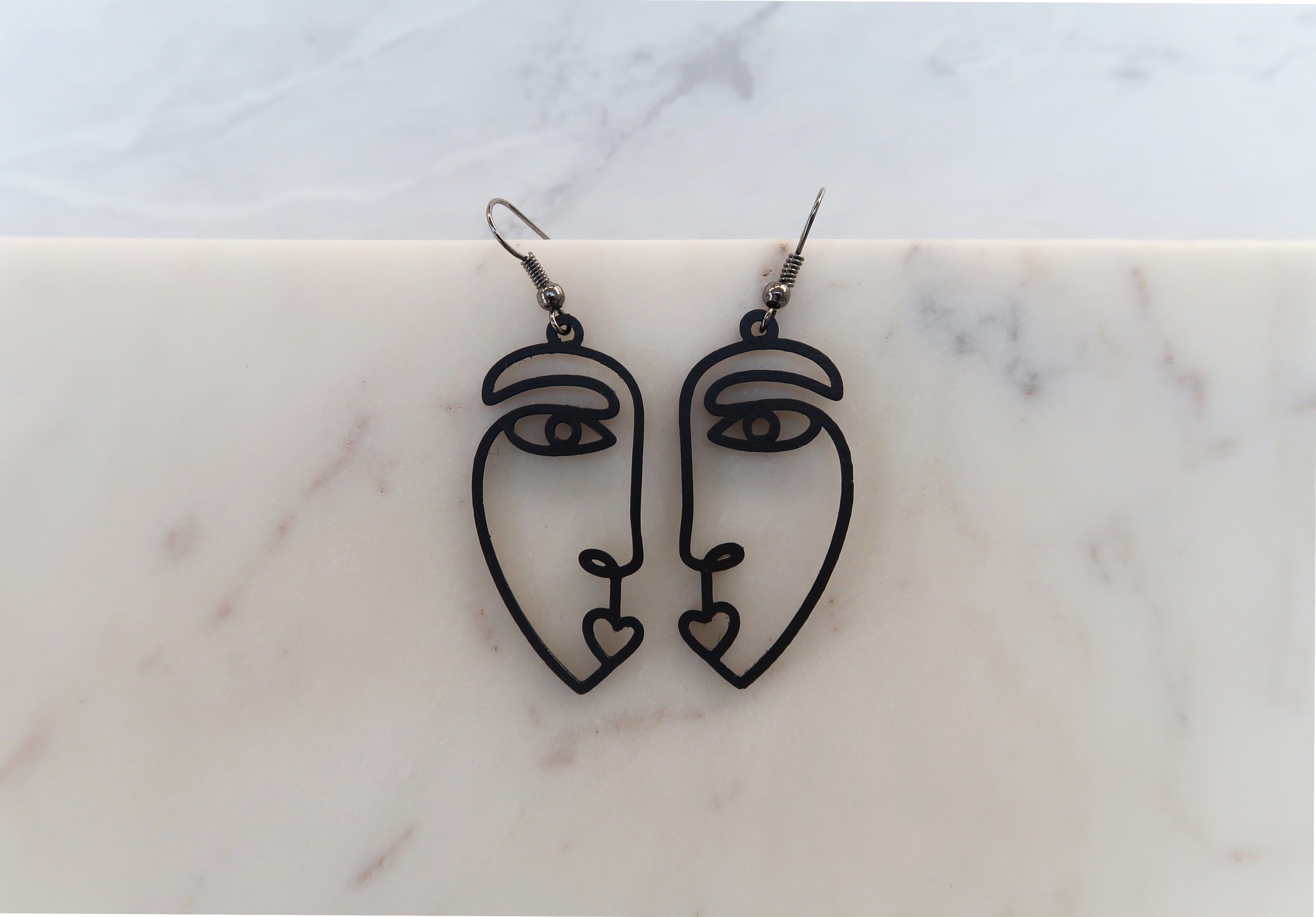 3d Printed Inspired by Picasso Earrings - Abstract Art Face Silhouette ...