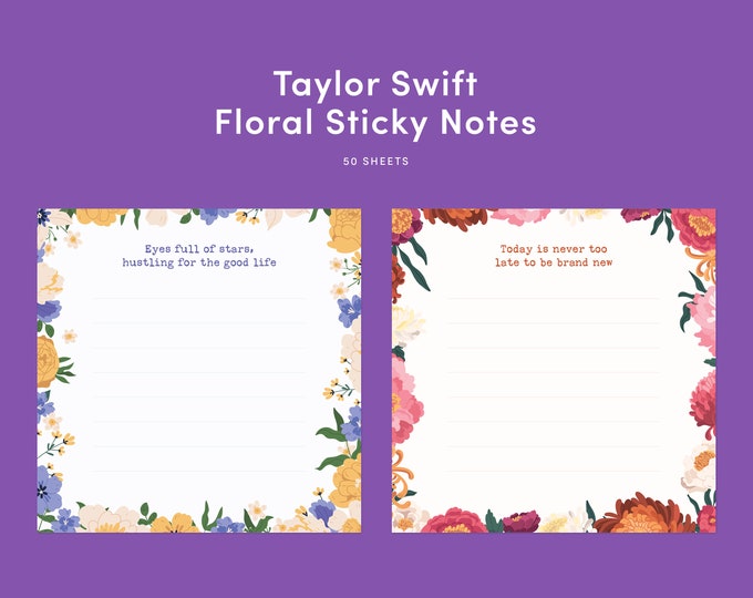 Taylor Swift Floral Sticky Notepad - Etsy