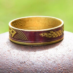 NEW Powder Coated Japanese 5 Yen Coin Ring, Lucky Coin Ring, Anime Ring ...
