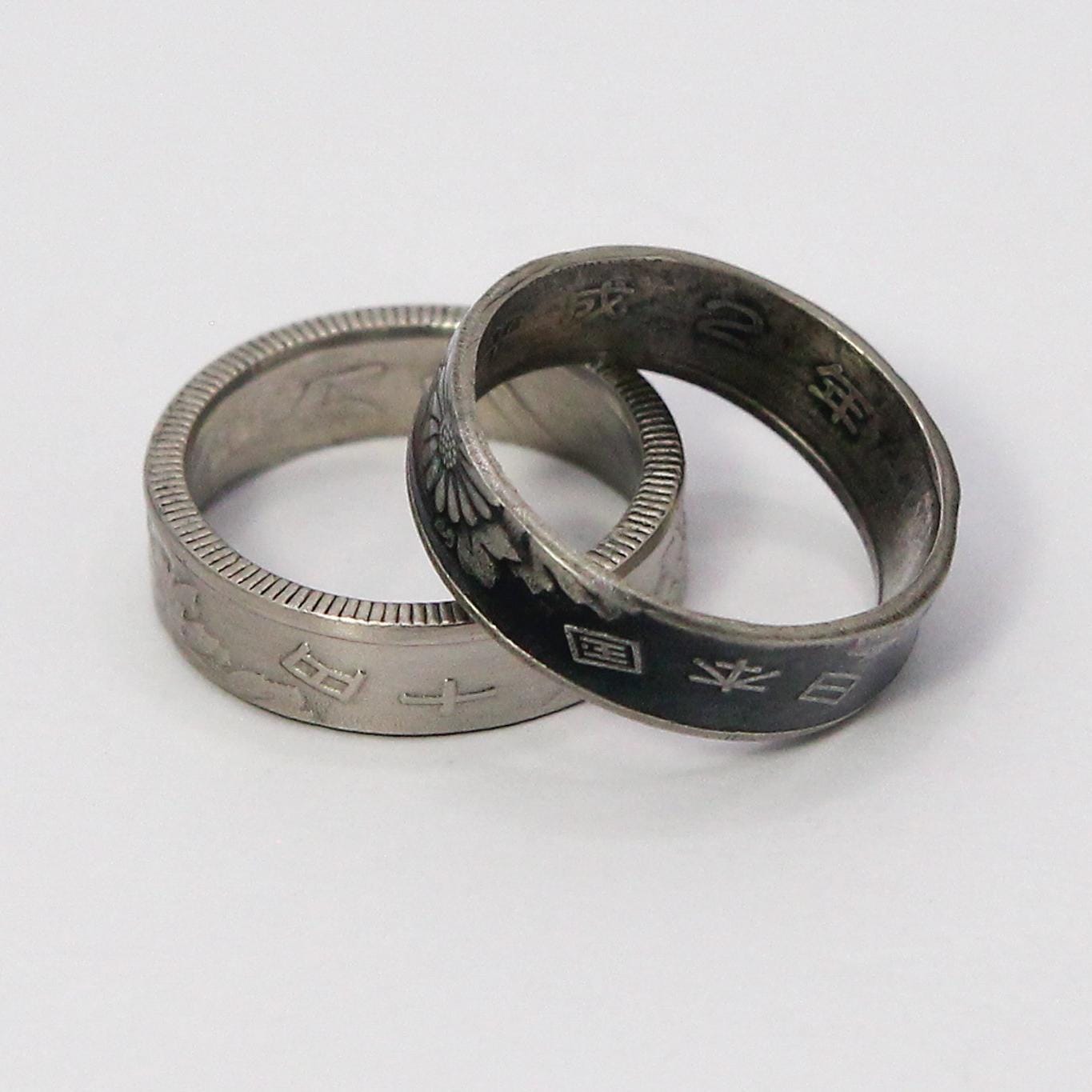 Handcrafted Japanese 50 Yen Coin Ring, Silver Tone Metal Blend, Custom ...