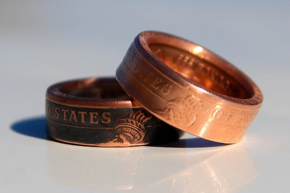 Copper Coin Ring 1/2 Ounce Copper Round Coin Ring Statue of | Etsy