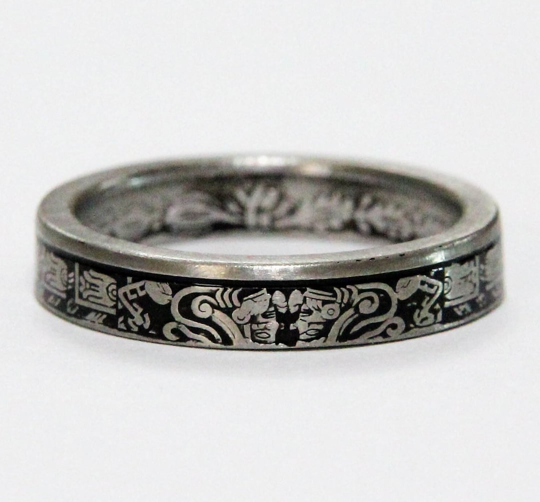 5 Peso Coin Ring, Powder Coated Ring, Mexico, Mexican Coin Ring, Men's ...