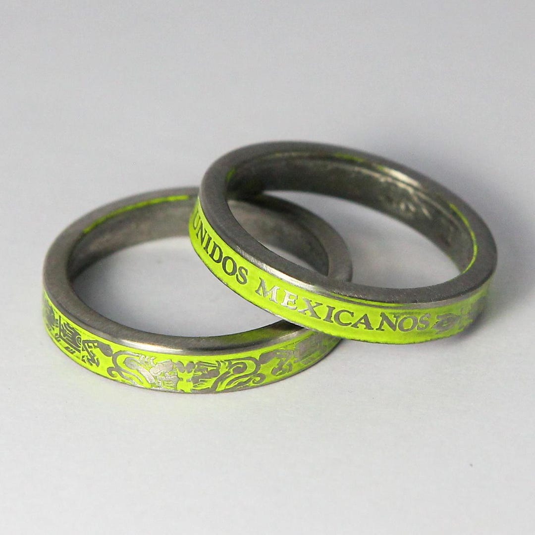 5 Peso Coin Ring, Powder Coated Ring, Mexico, Mexican Coin Ring, Ring ...