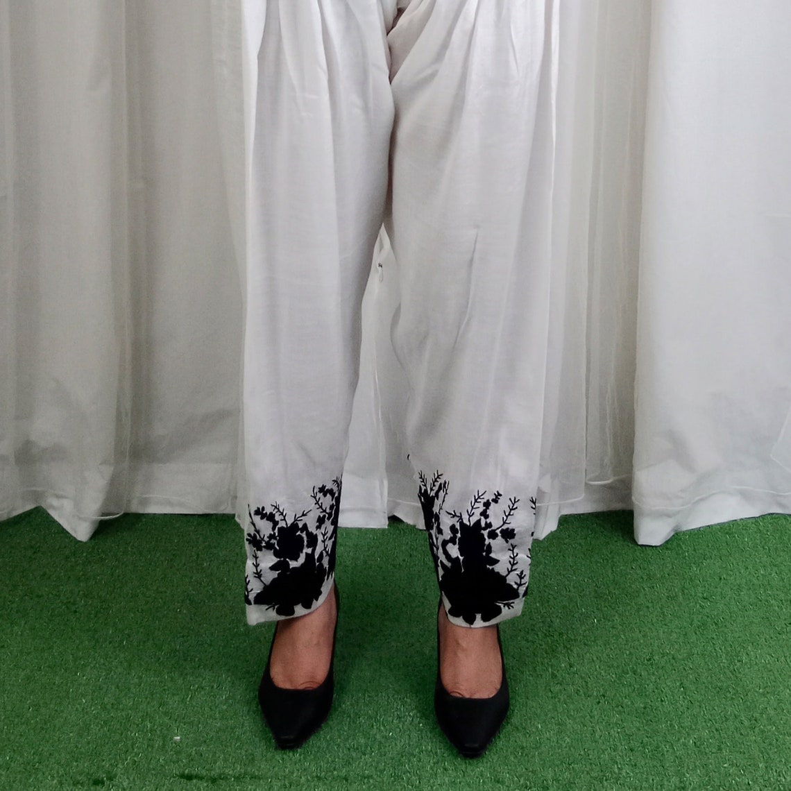 Pakistani Cotton Silk Shalwar for Women, Shalwars, Elasticated Pants ...