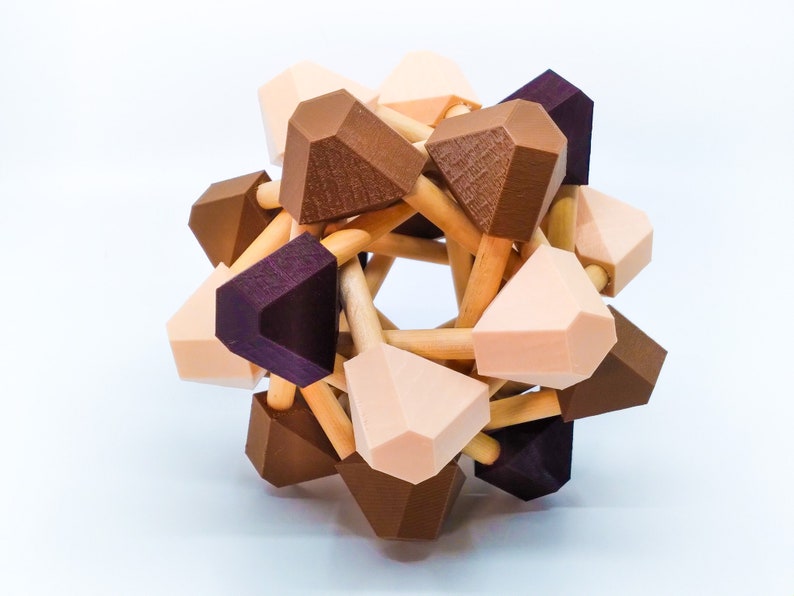 5 Intersecting Tetrahedra Sculpture: Wooden Geometric Table Decor - Etsy