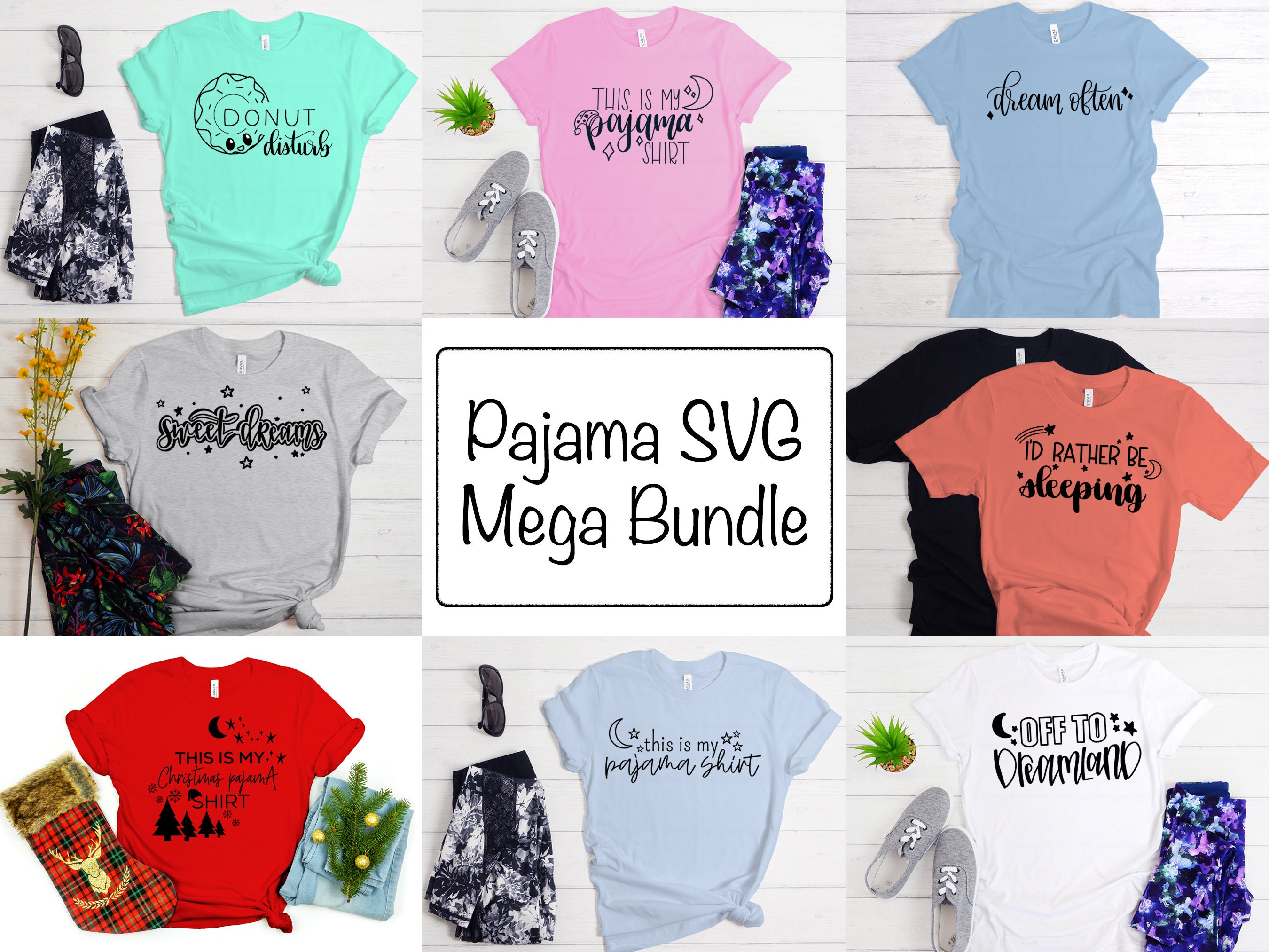 Pajama SVG Mega Bundle 1, Svg Files, Png Files, Svg File Bundle, Pajama ...