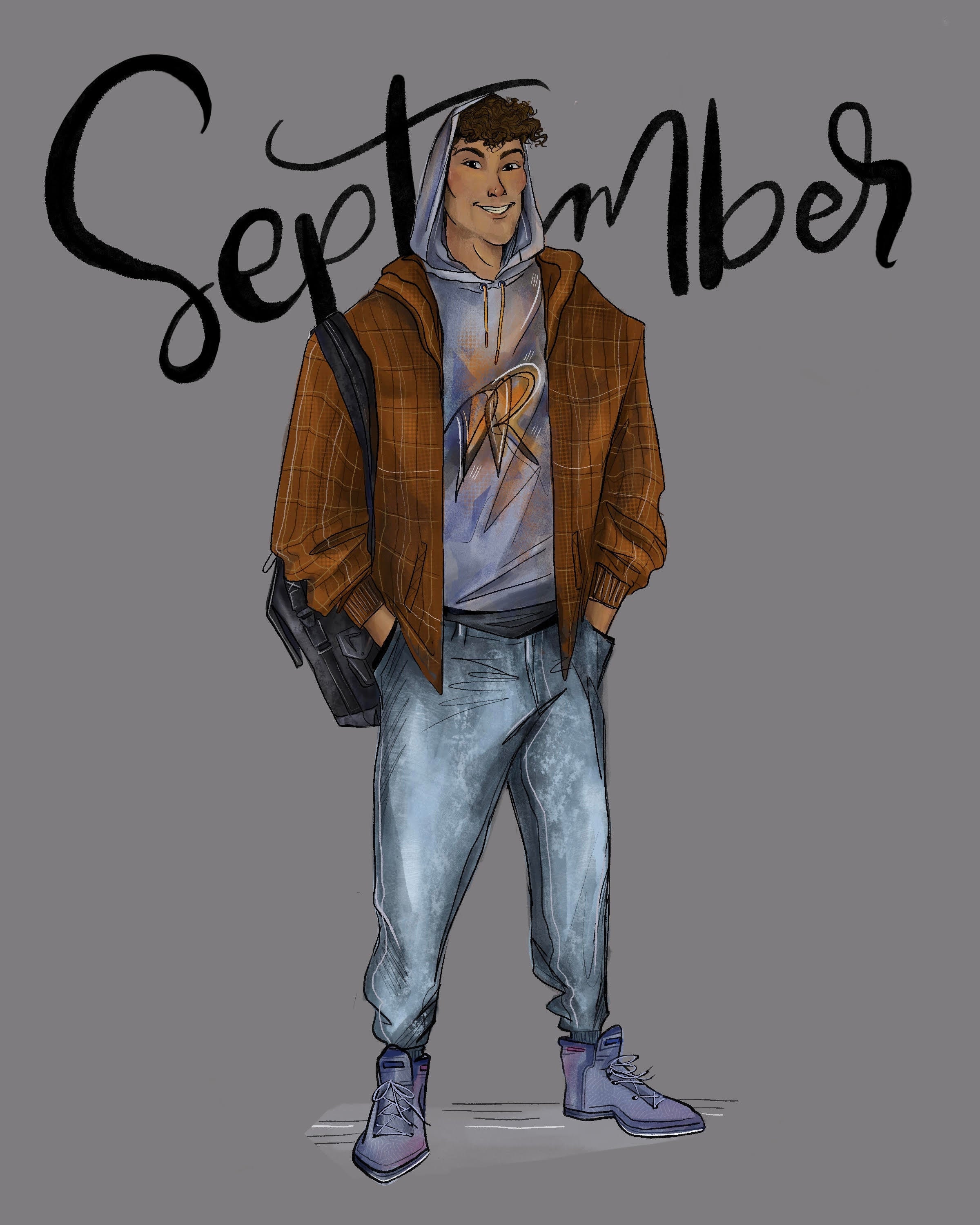 September-drawing the Months of the Year as People Hand Drawn - Etsy