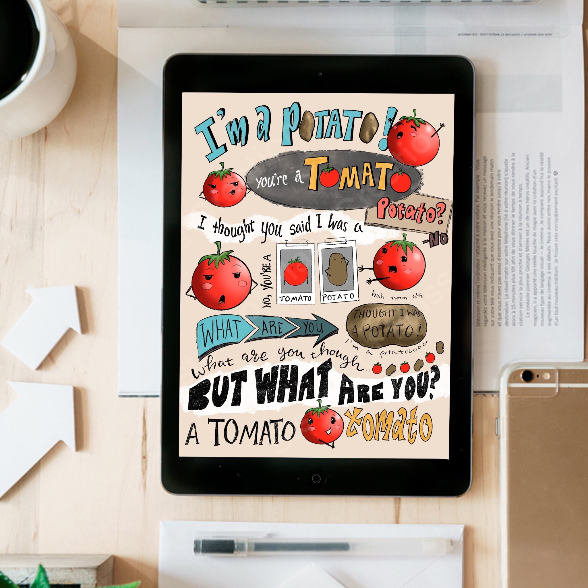 I'm a Potato- Instant Download Digital Printable Artwork- Funny Gift ...