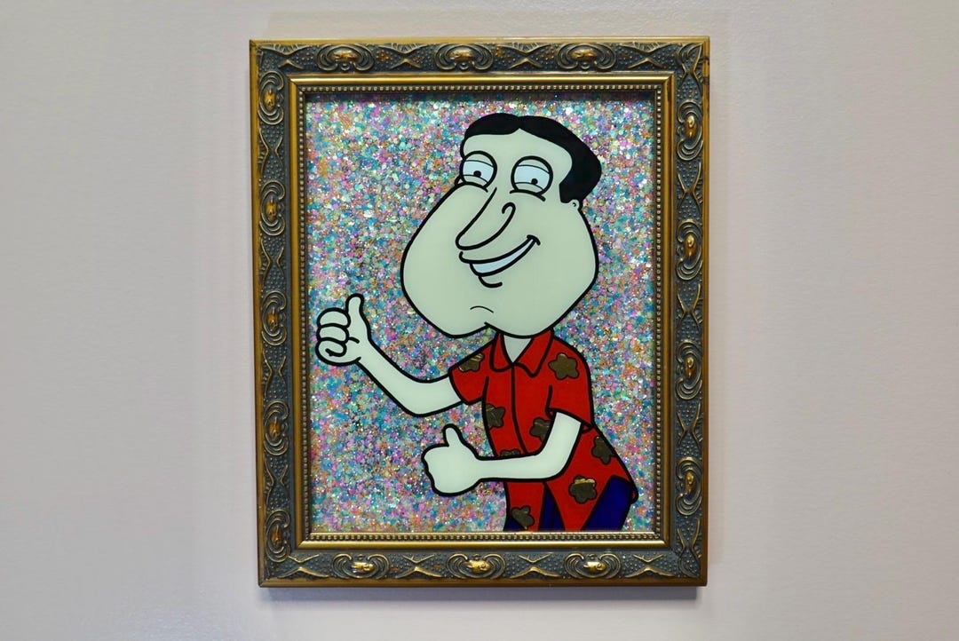 Glenn Quagmire Painting, Family Guy Painting, Glitter Painting, Glass ...