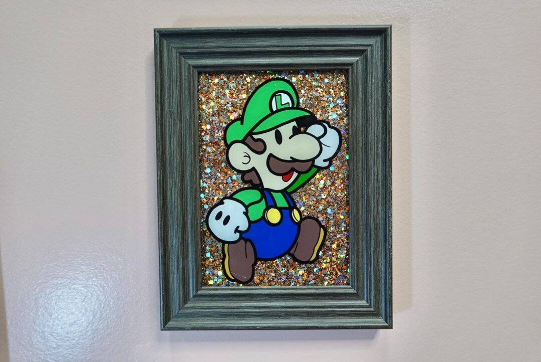 Luigi Painting, Paper Mario Painting, Glitter Painting, Glass Painting ...