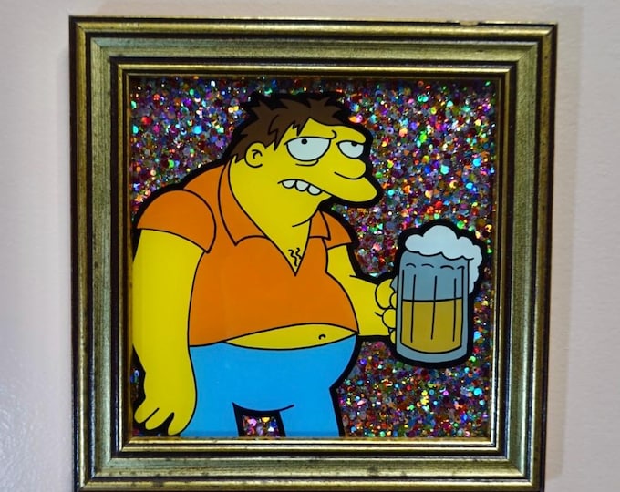 Barney Gumble Painting, the Simpsons Painting, Glitter Painting, Glass ...
