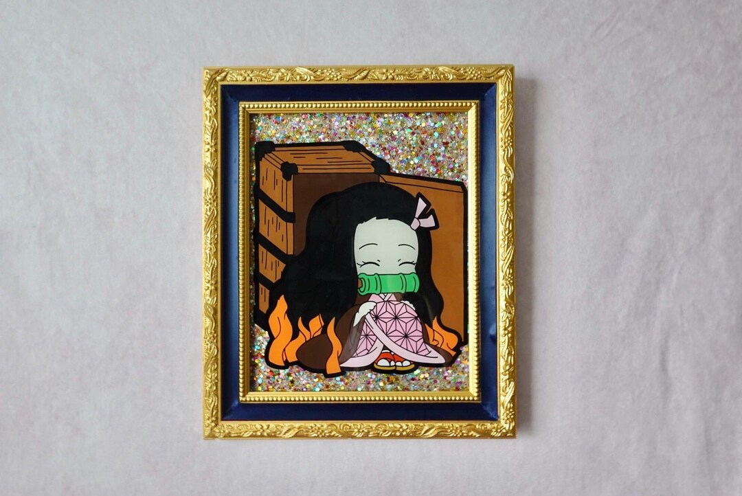 Nezuko Kamado Painting, Demon Slayer Painting, Glitter Painting, Glass ...