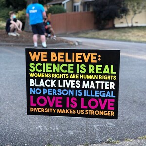 5 PACK: We Believe Yard Sign- Black Lives Matter, Women’s Rights, LGBTQ ...