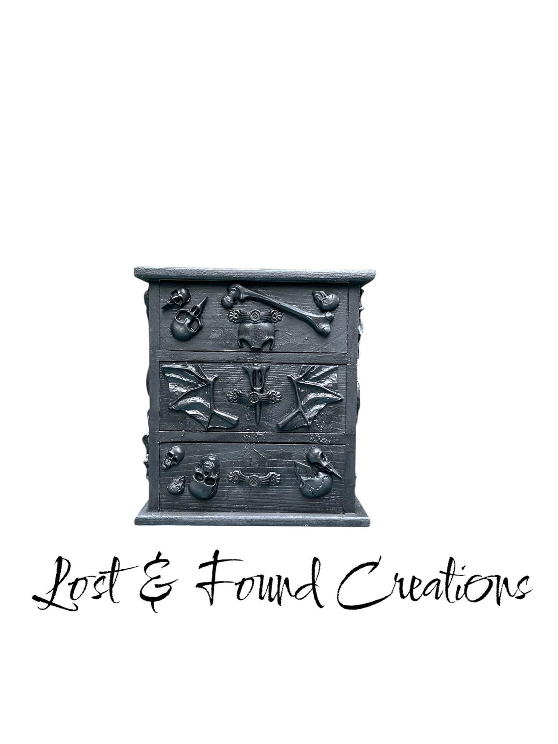 Gothic Skull Jewelry Box: Hand-painted Black Goth Decor - Etsy