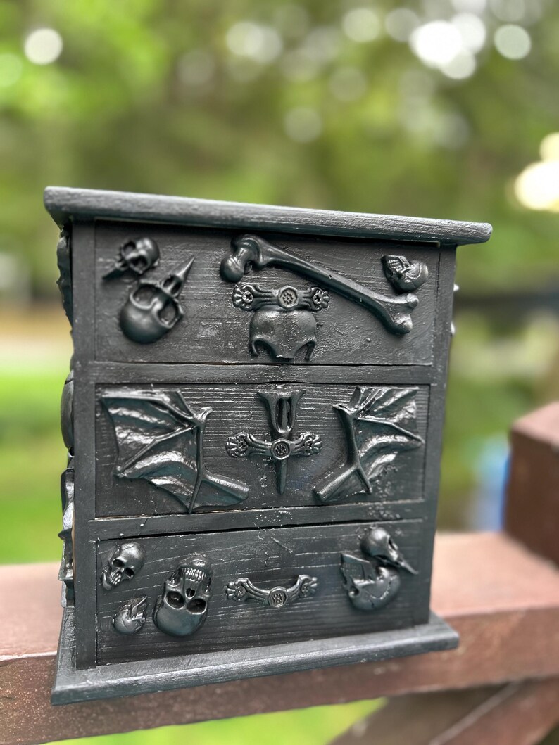 Gothic Skull Jewelry Box: Hand-painted Black Goth Decor - Etsy