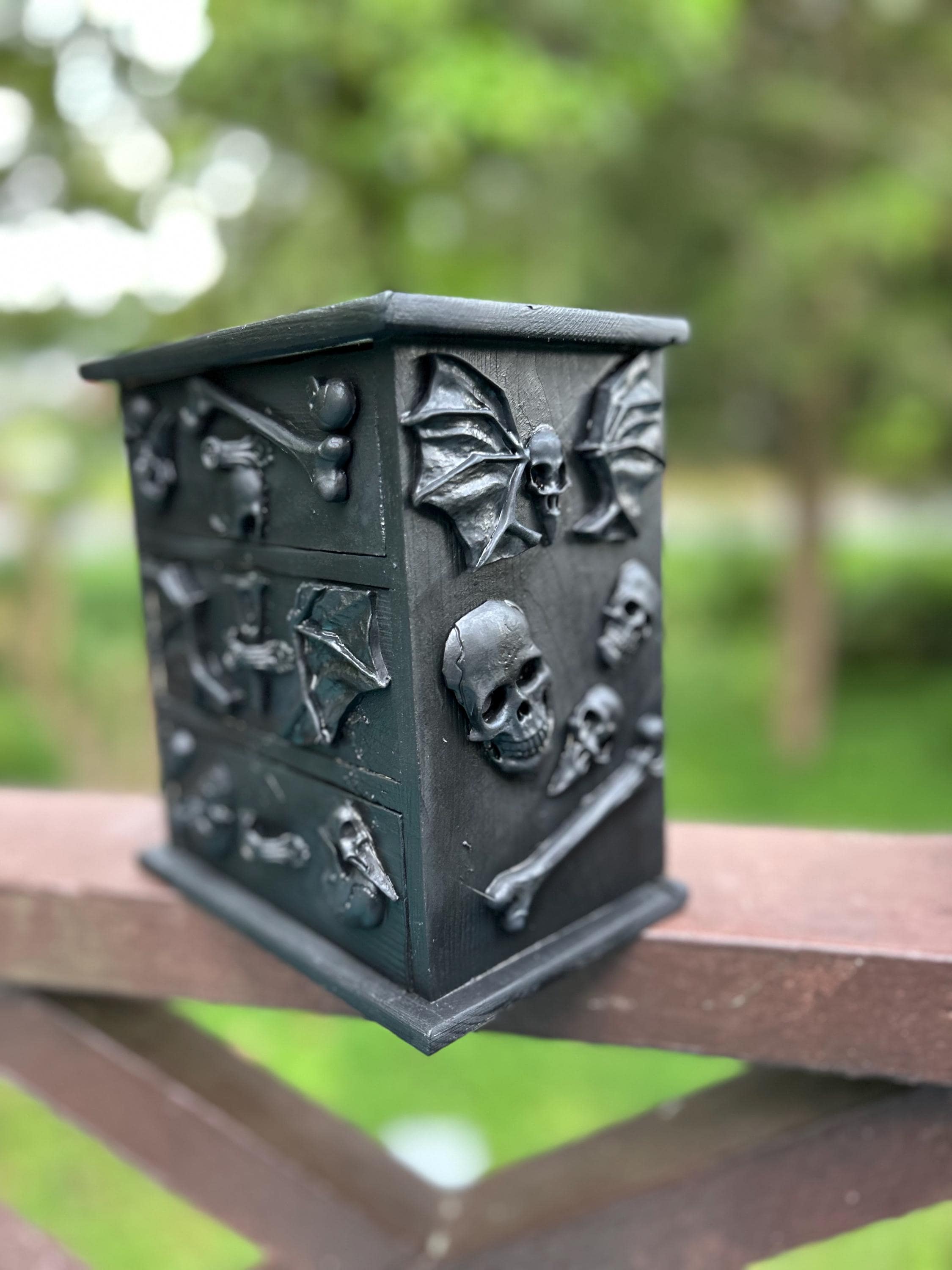 Gothic Skull Jewelry Box: Hand-painted Black Goth Decor - Etsy
