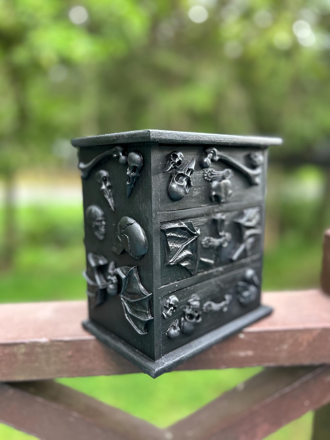 Gothic Skull Jewelry Box: Hand-painted Black Goth Decor - Etsy