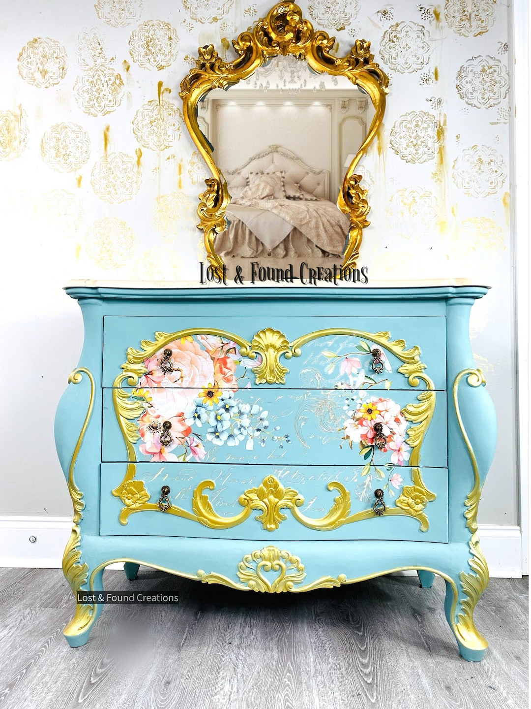 Made-to-order Blue Bombay Chest: Floral Painted Entryway Table - Etsy