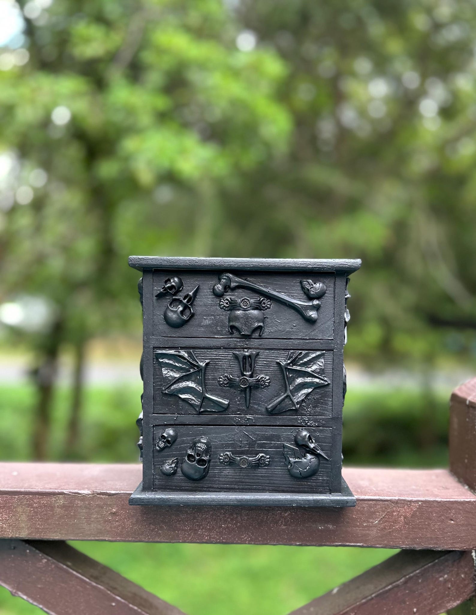 Gothic Skull Jewelry Box: Hand-painted Black Goth Decor - Etsy