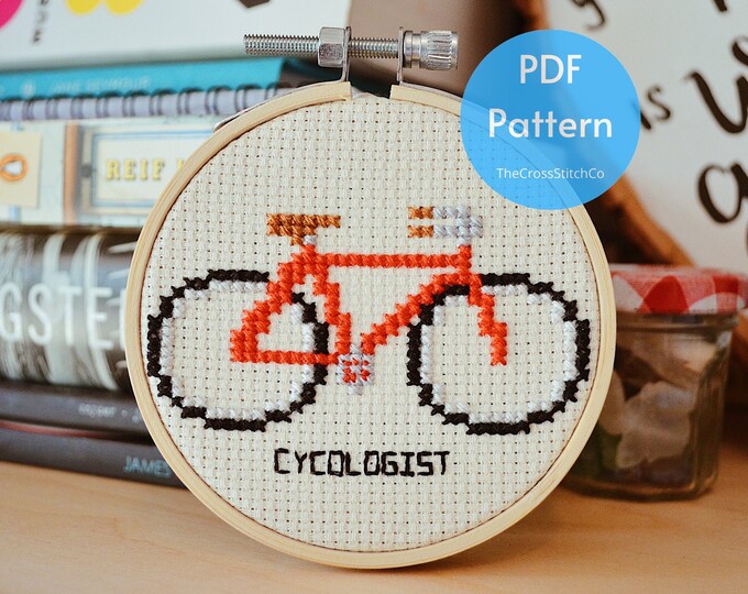 Bicycle Cross Stitch Pattern | Beginner Cross Stitch | PDF | Cycologist ...