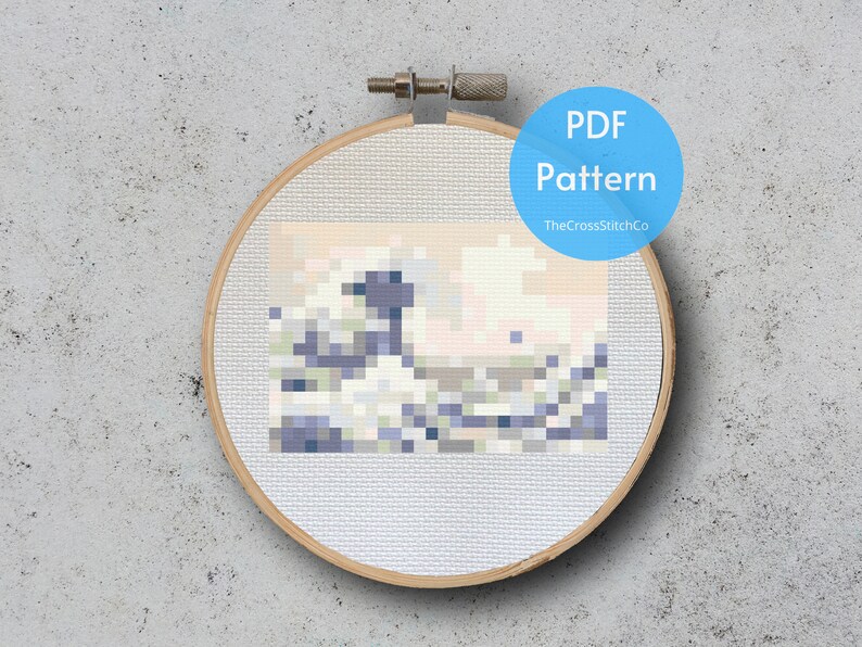 The Great Wave off Kanagawa Cross Stitch Pattern Wave Cross - Etsy