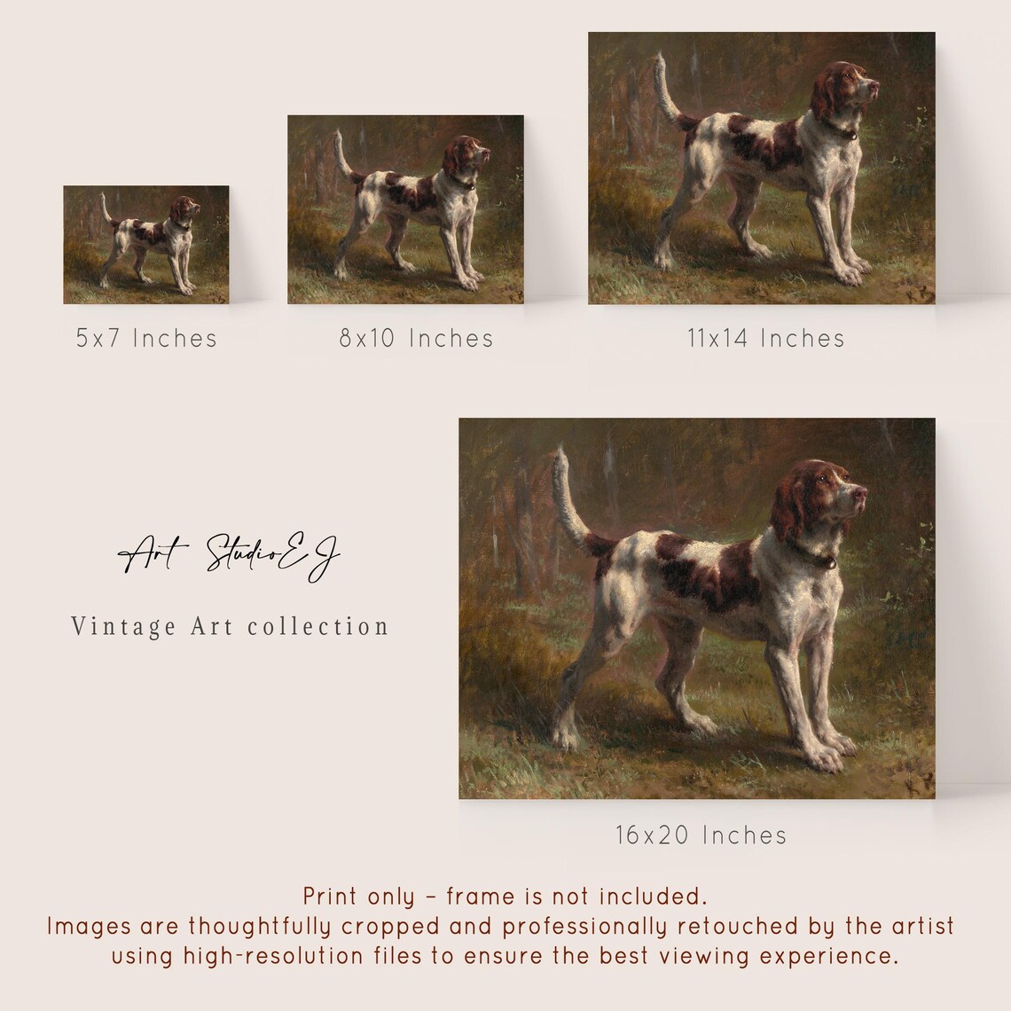 Vintage Hunting Dog Art Print | Antique Farmhouse Decor - Etsy