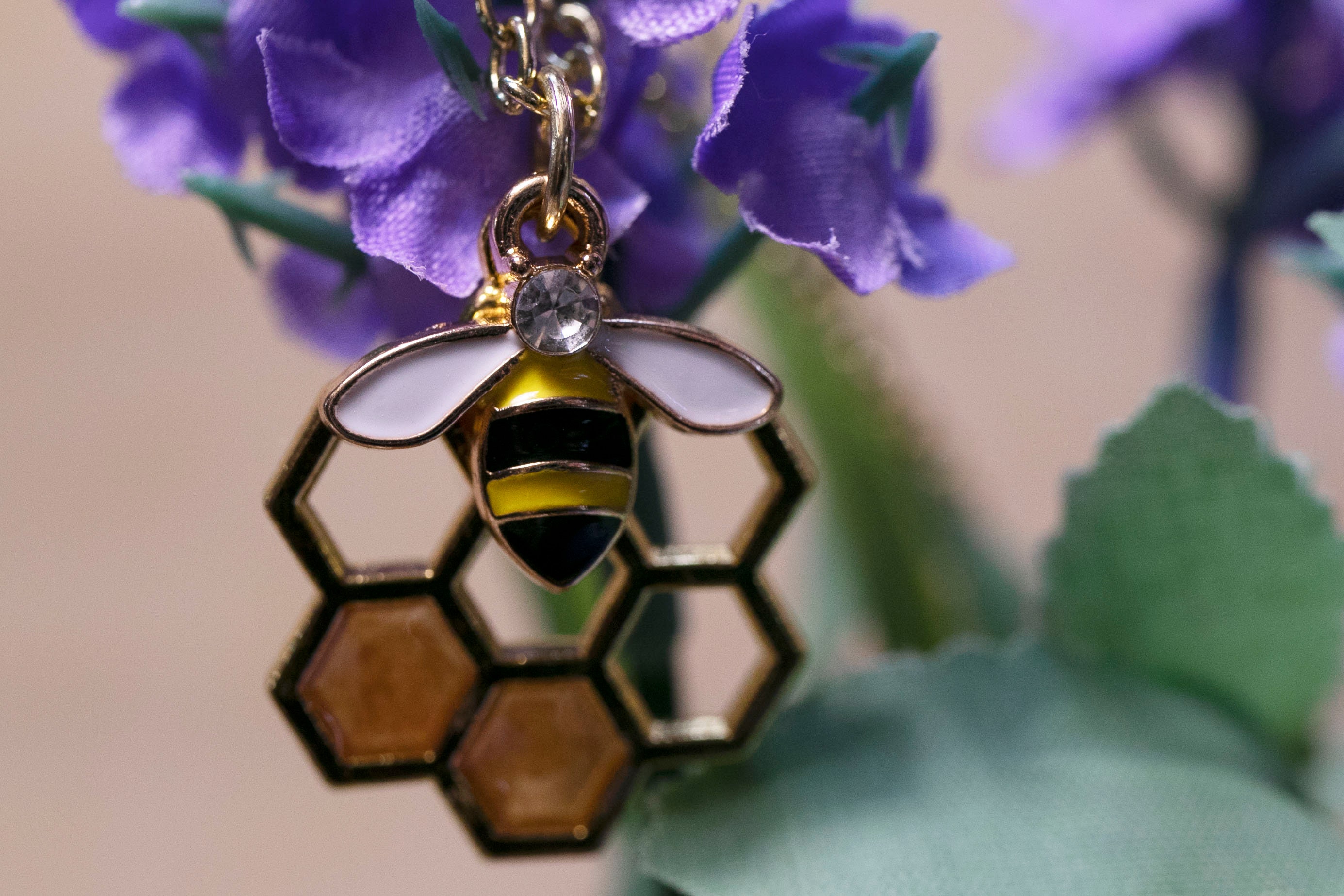 Collar de abeja, collar en forma de peine de miel de tono dorado, 7 ...