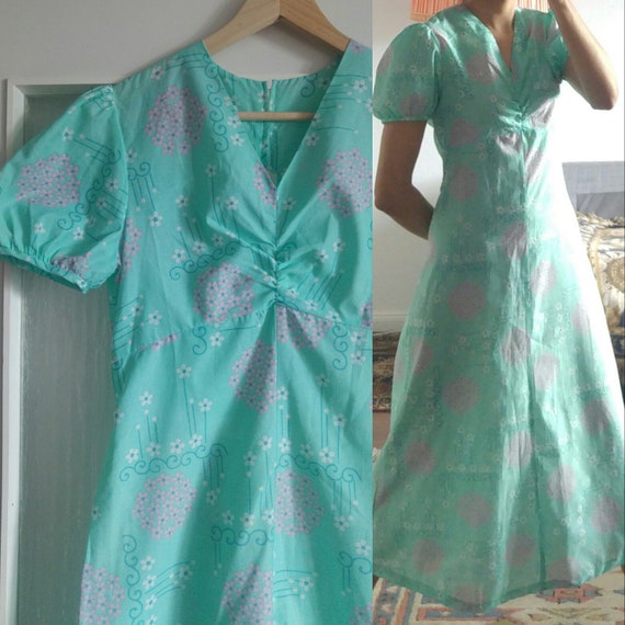 Vintage 1960s 1970s Hippie Dolly Pastel Floral Cotton Puff | Etsy