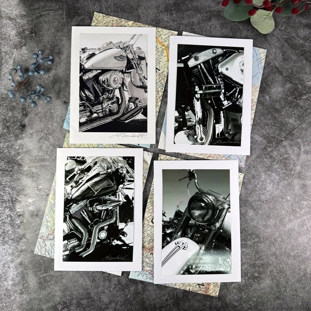 Harley Motorcycle Photo Cards, Signed Fine Art Stationary, Upcycled Map ...