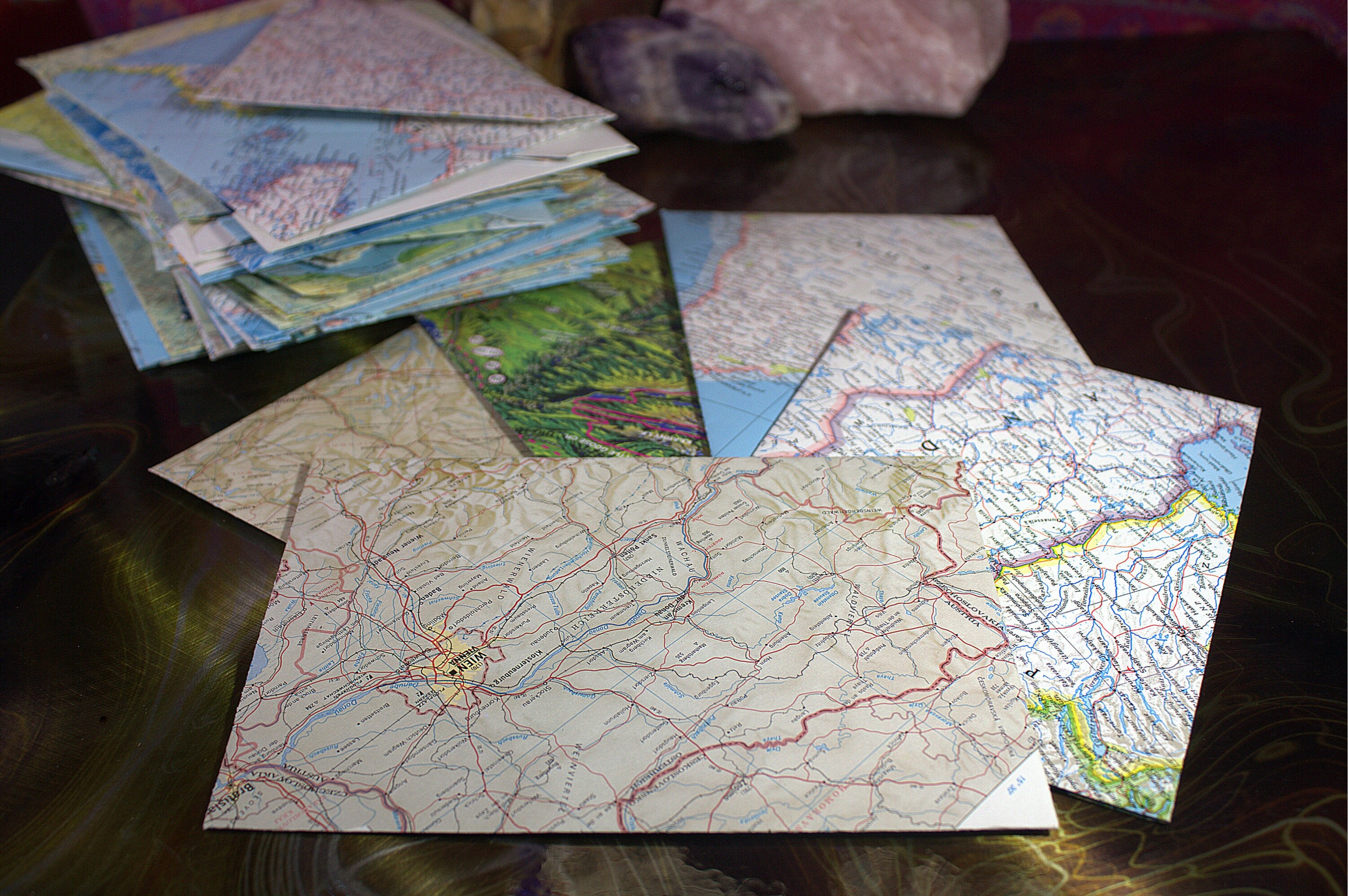 Handmade Recycled Map Envelopes Upcycled Envelelope Set Eco - Etsy