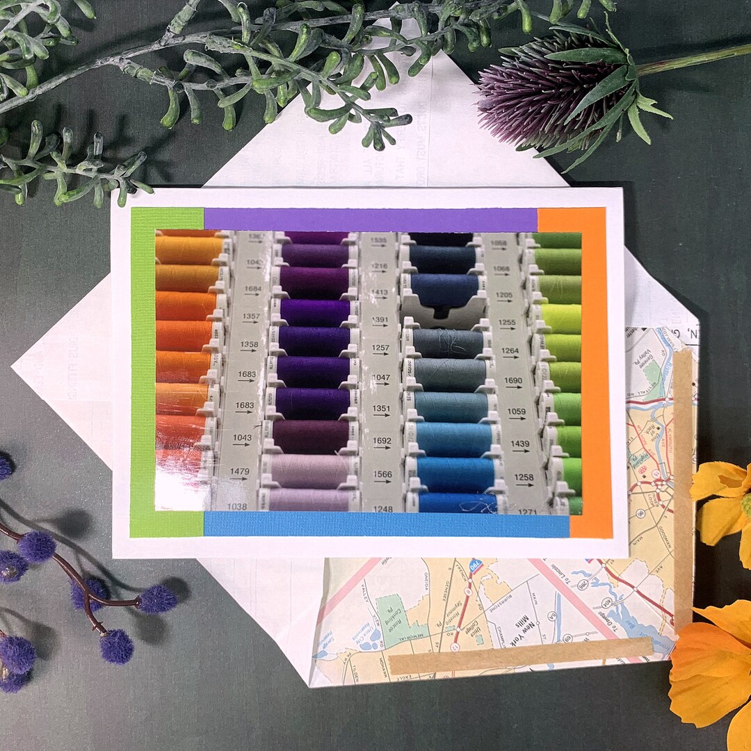 Rainbow Thread Spools Greeting Card, Quilter Sewing Love Note ...