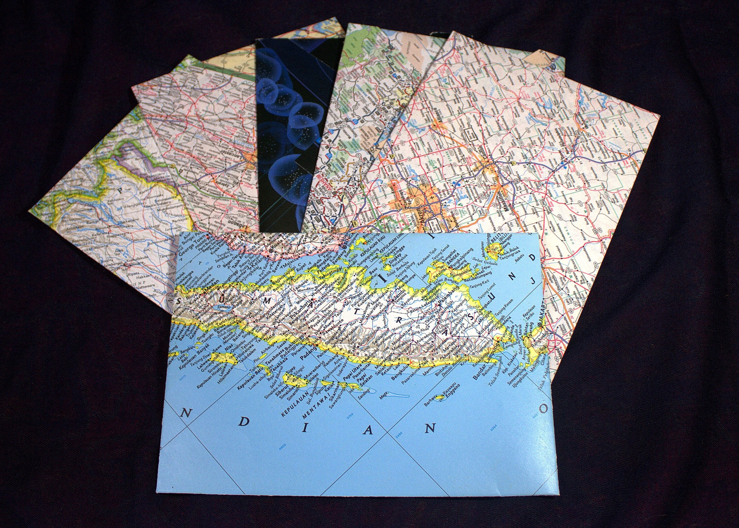 Handmade Recycled Map Envelopes Upcycled Envelelope Set Eco - Etsy