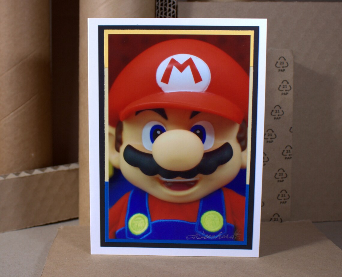Super Mario Nintendo Game Card Signed Photo Cards Blank | Etsy