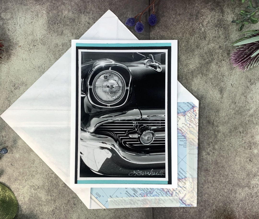 Antique Car Greeting Card, Black & White Photo, Classic Car 5x7 ...