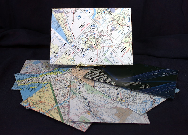 Recycled Map Paper Envelopes Handcut Handfolded Upcycled Map - Etsy
