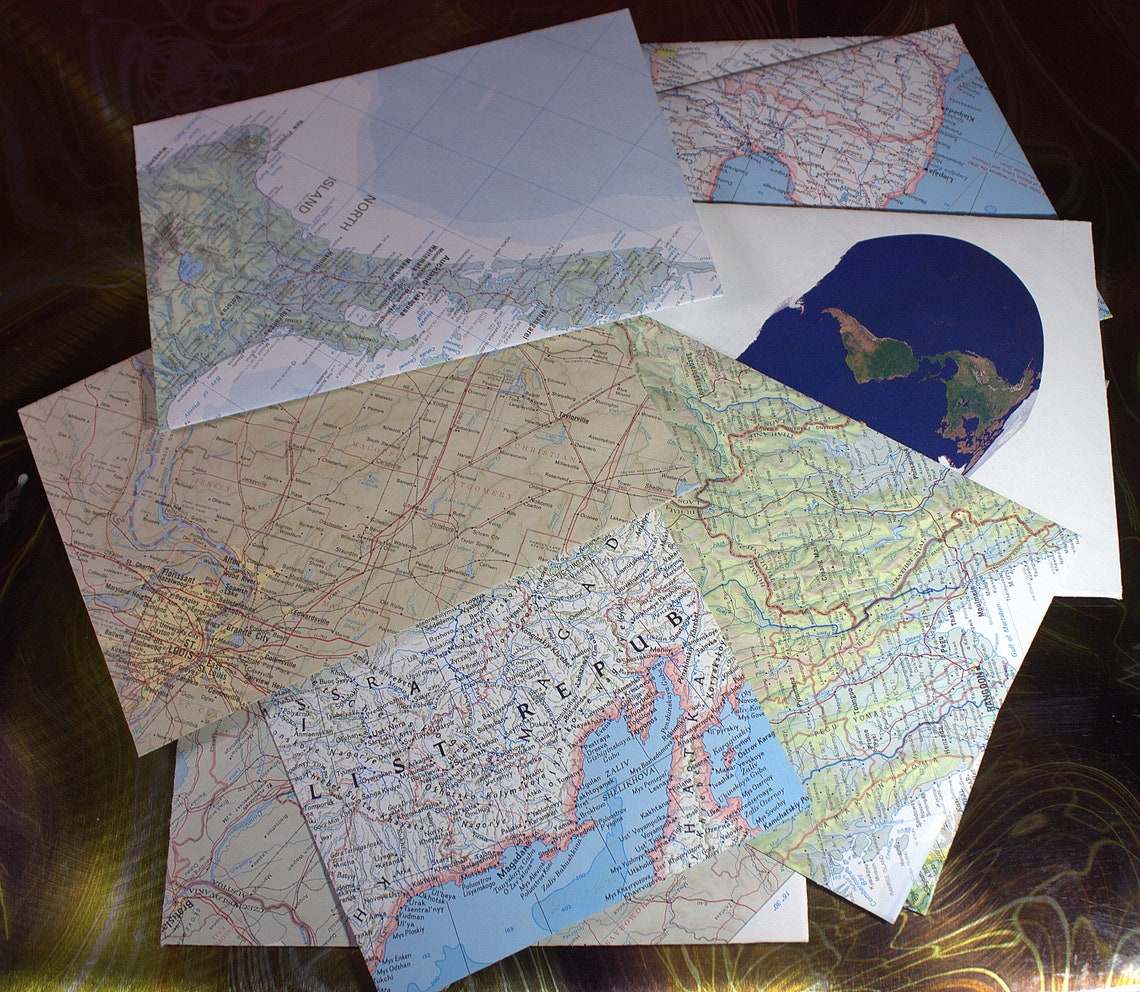 Handmade Recycled Map Envelopes Upcycled Envelelope Set Eco - Etsy